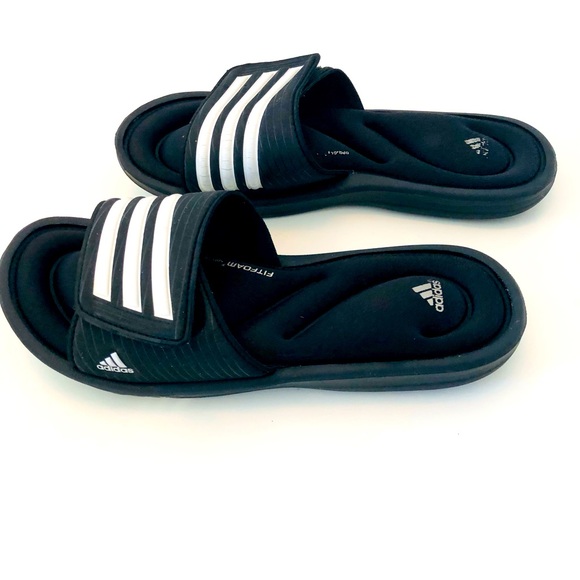 adidas | Shoes | Adidas Fit Foam Slides Womens Size 6 Black White ...